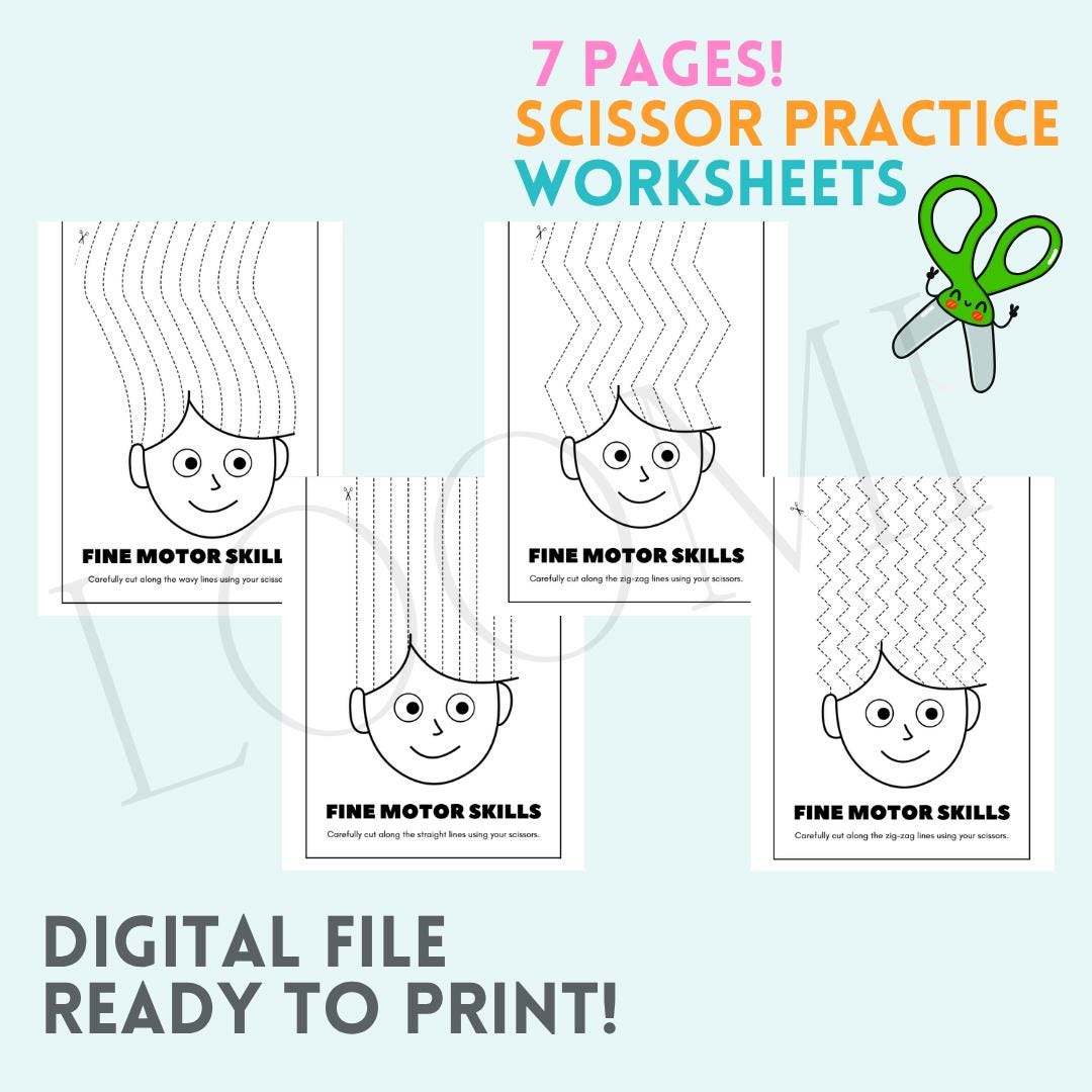 Scissor Skills Worksheets | 4 Fine Motor Cutting Practice Pages ...