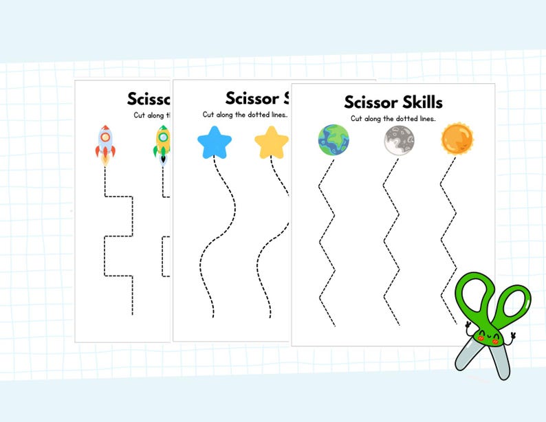 Scissor Skills Space Cutting Worksheets for Kids | Preschool Fine Motor ...