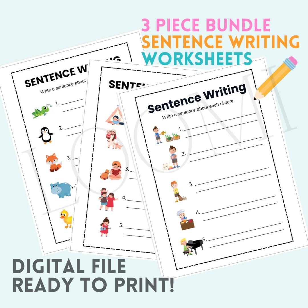 Sentence Writing Worksheets for Kids | Picture Prompts Writing Practice ...