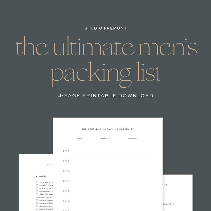 Mens Packing List - Etsy