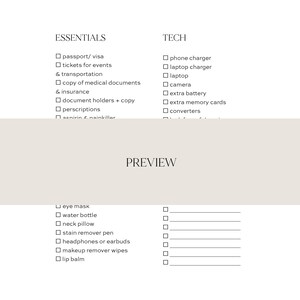 The Chic Girl's Packing List Printable, PDF Packing List for Vacation ...