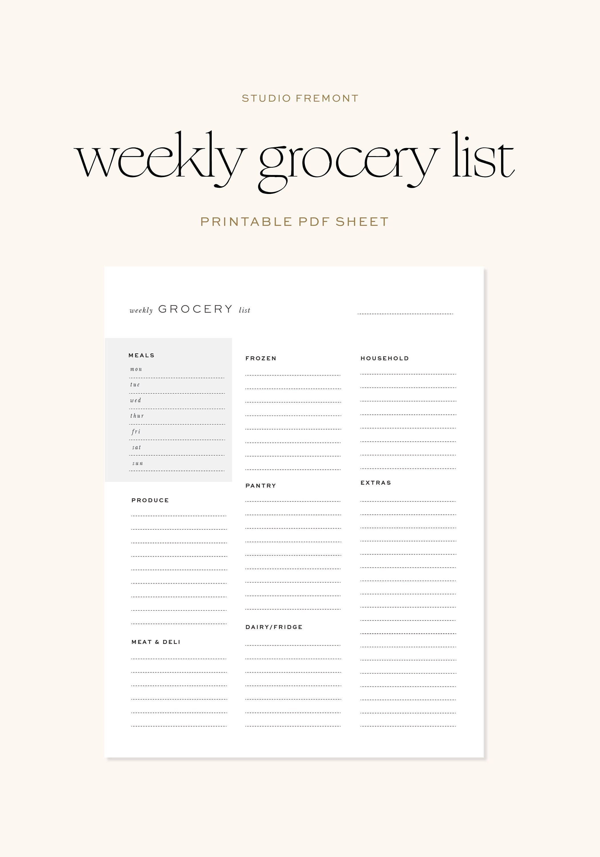 Grocery List Printable | Weekly Meal Planner & Grocery List | Grocery ...