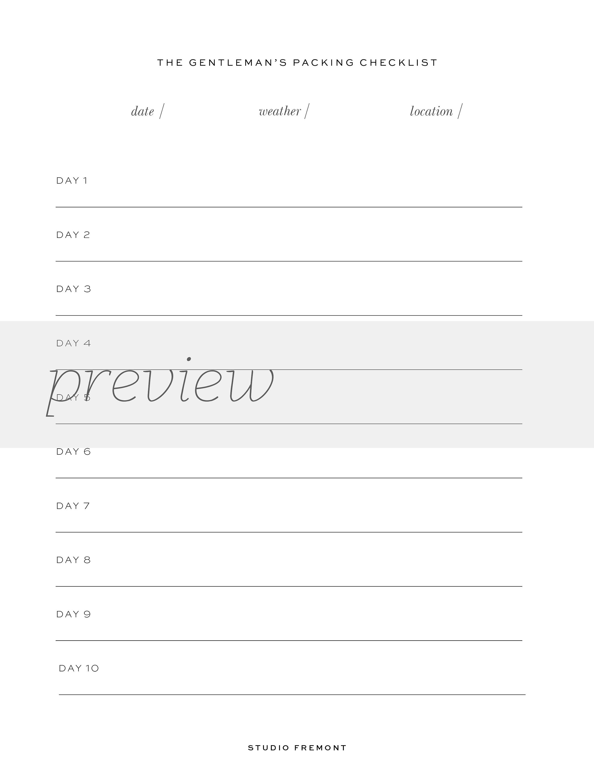 The Ultimate Men's Packing List | PDF Printable Packing Checklist ...
