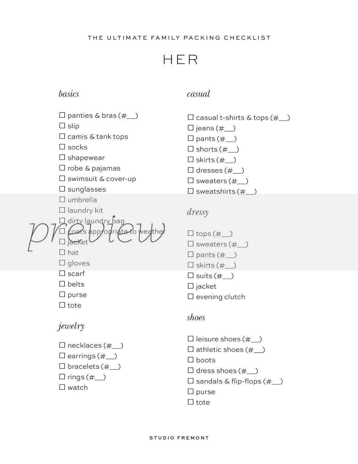 The Ultimate Family Packing List | 9-page PDF Printable Vacation Travel ...