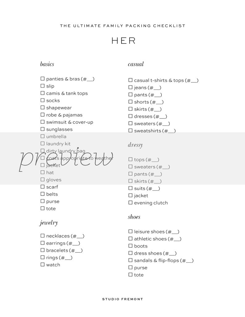 The Ultimate Family Packing List | 9-page PDF Printable Vacation Travel ...