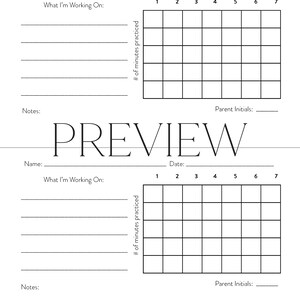 Violin Practice Log | PDF Printable Music Practice Checklist ...