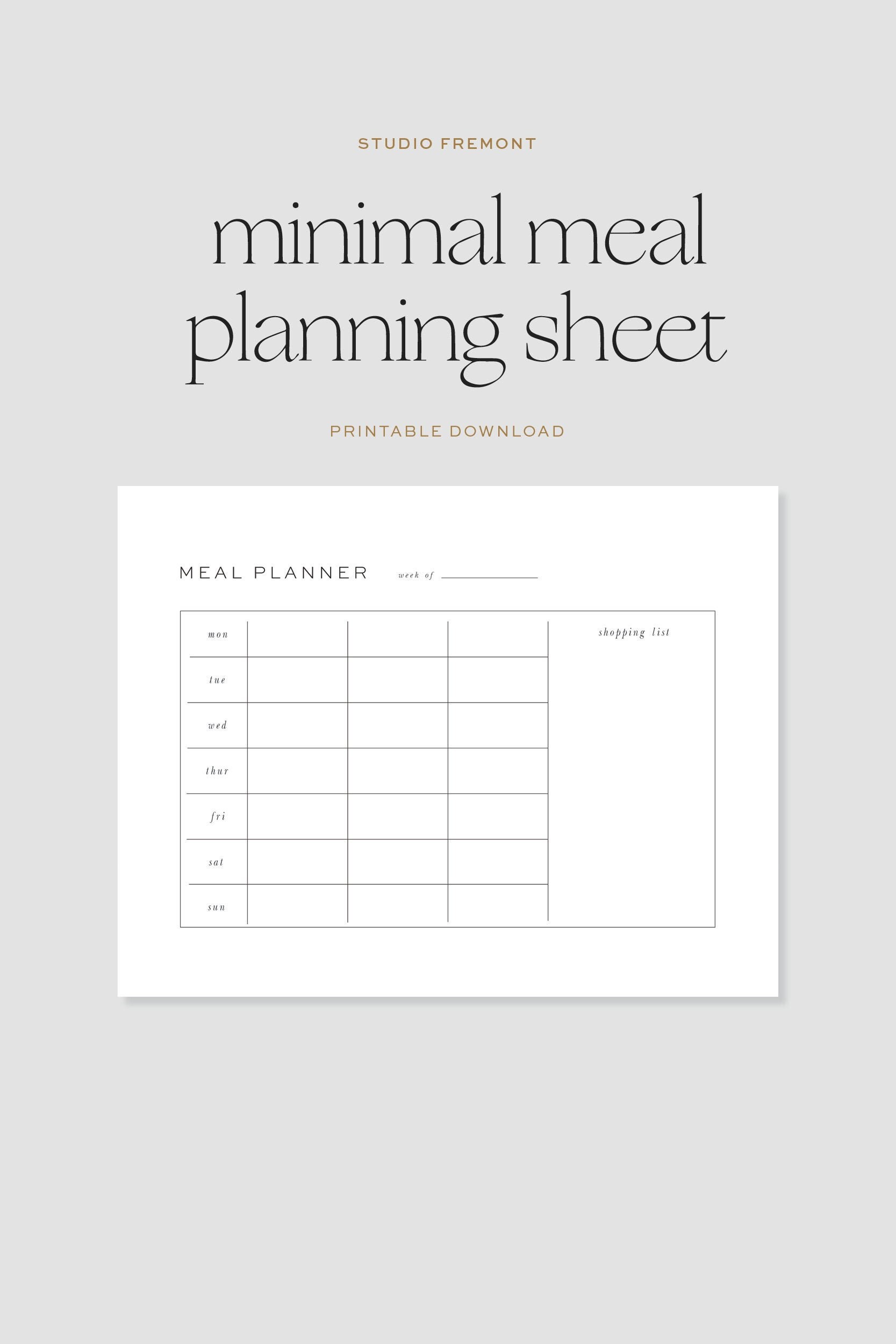 Weekly Meal Plan Printable Printable Minimal Meal Plan Sheet Printable Weekly Meal Plan Printable Printable Minimal Meal Plan Sheet Printable