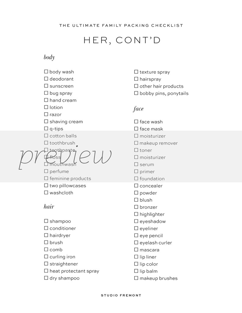 The Ultimate Family Packing List | 9-page PDF Printable Vacation Travel ...