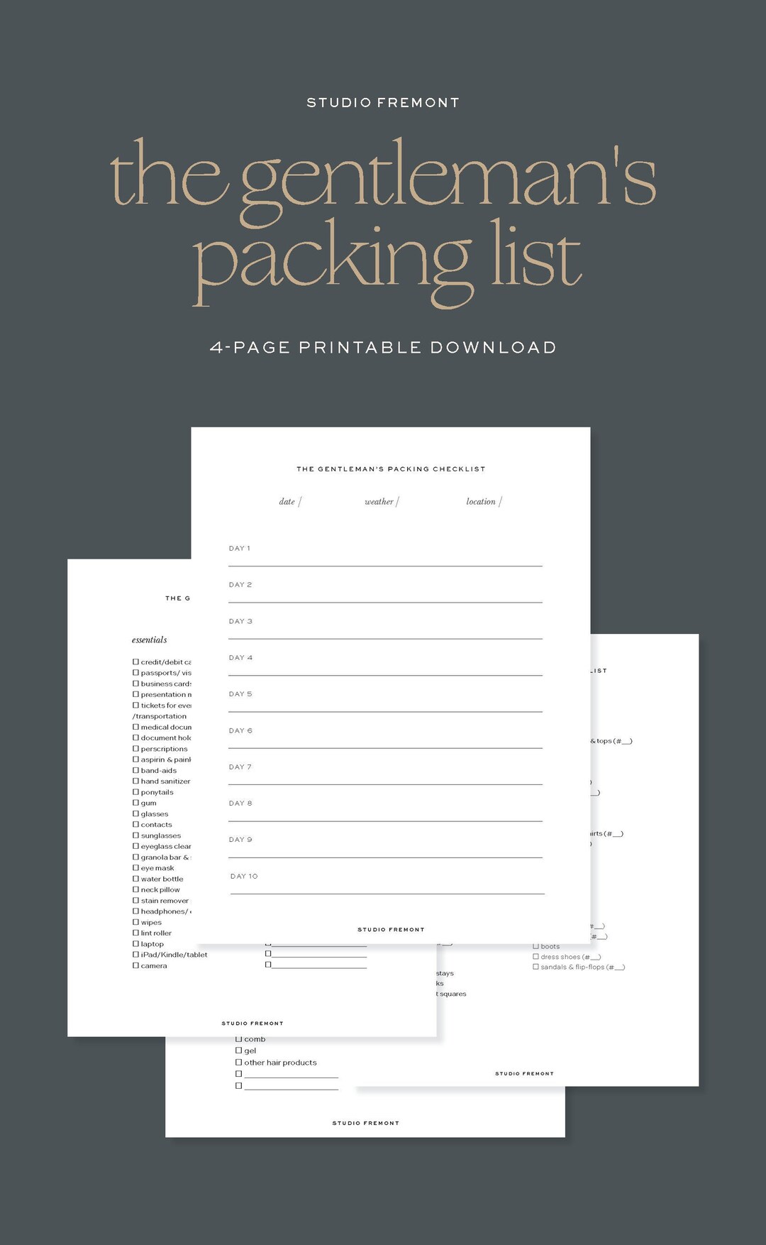The Ultimate Men's Packing List PDF Printable Packing - Etsy