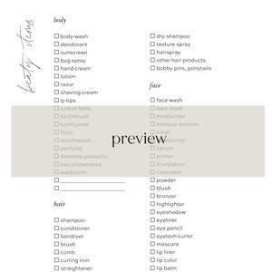 The Chic Girl's Packing List Printable PDF Packing List - Etsy