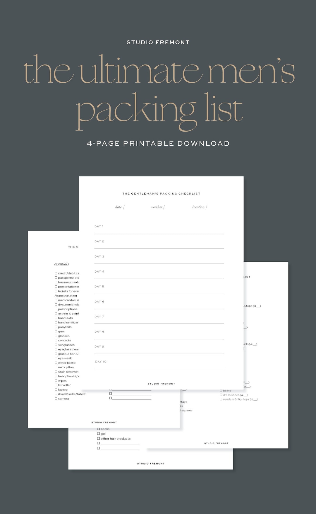 The Ultimate Men's Packing List | PDF Printable Packing Checklist ...