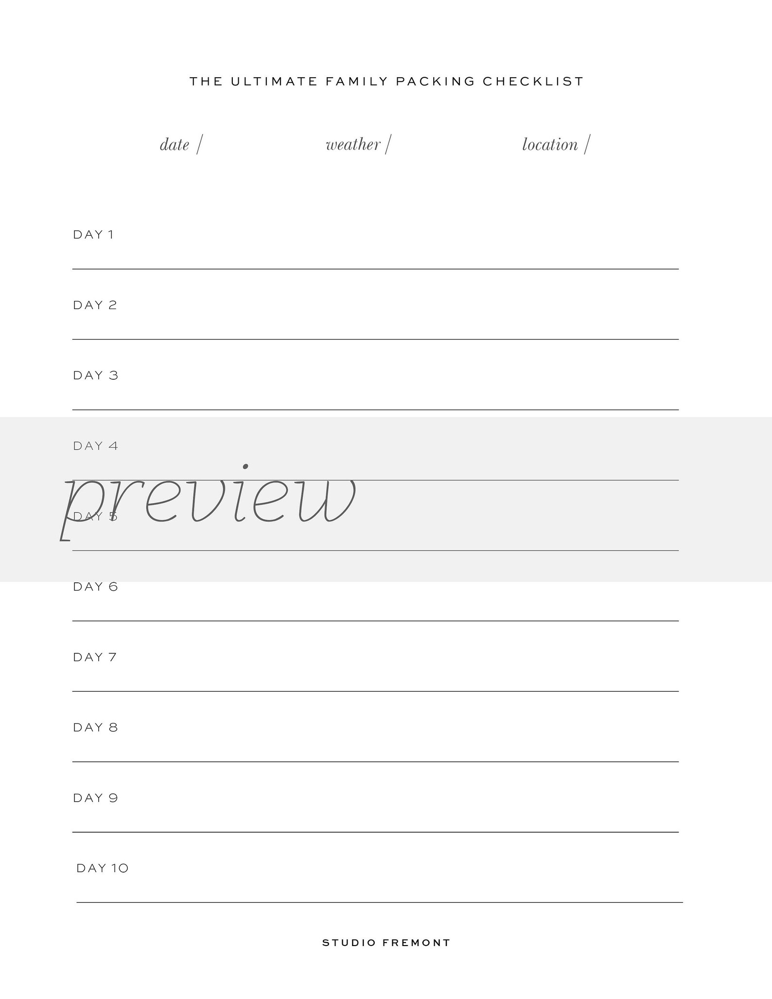 The Ultimate Family Packing List | 9-page PDF Printable Vacation Travel ...