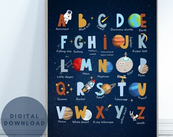 Space Themed Alphabet - Etsy
