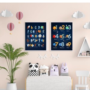 Set of 3 Preschool Printables Alphabet Chart Solar System Numbers ...