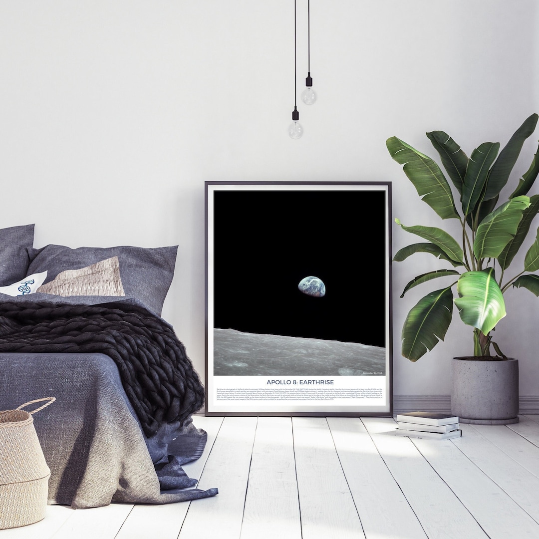 Apollo 8 Earthrise Poster Space Wall Art Prints Gifts for Her Space ...