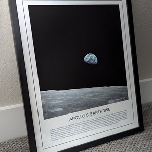 Apollo 8 Earthrise Poster Space Wall Art Prints Gifts for Her Space ...