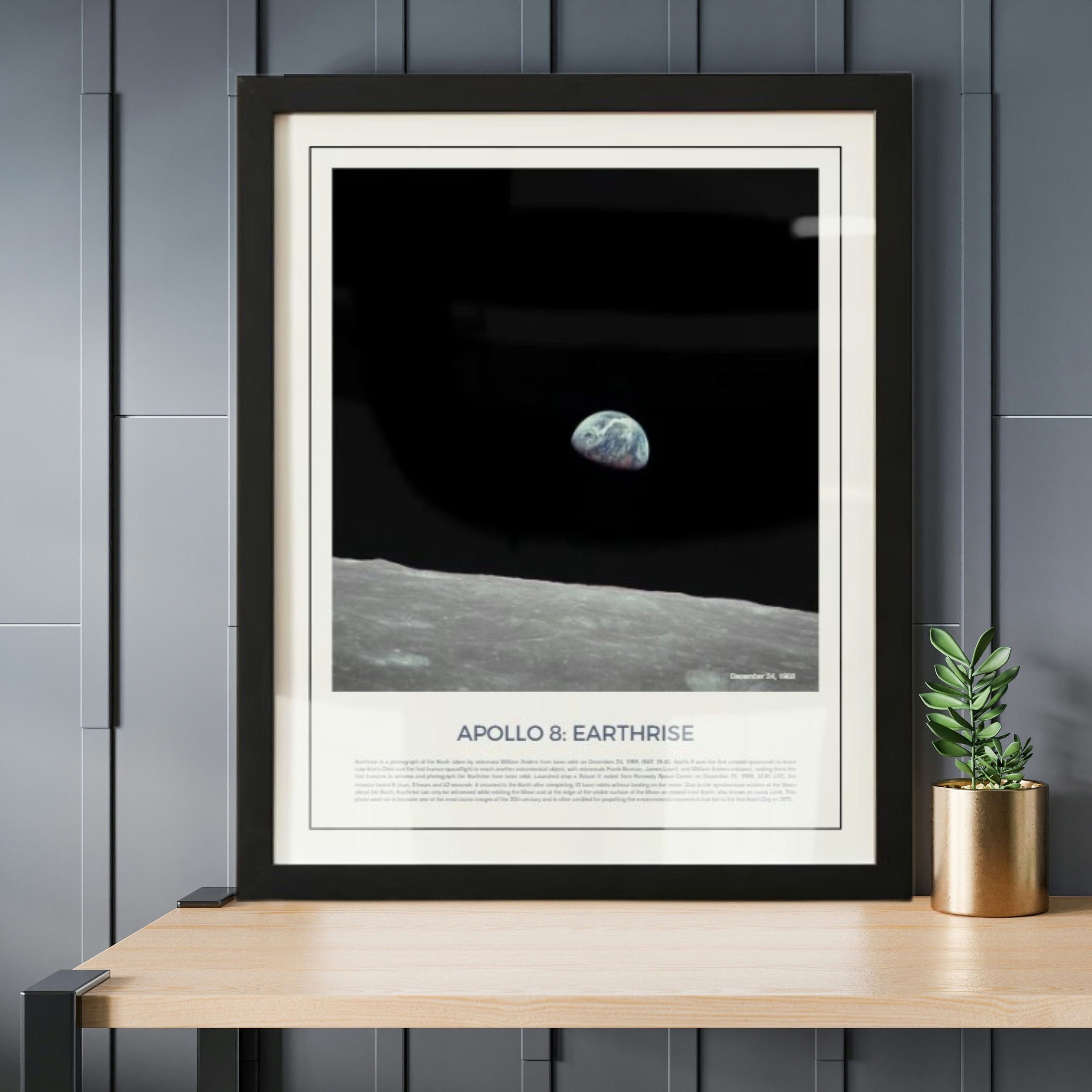 Apollo 8 Earthrise Poster Space Wall Art Prints Gifts for Her Space ...