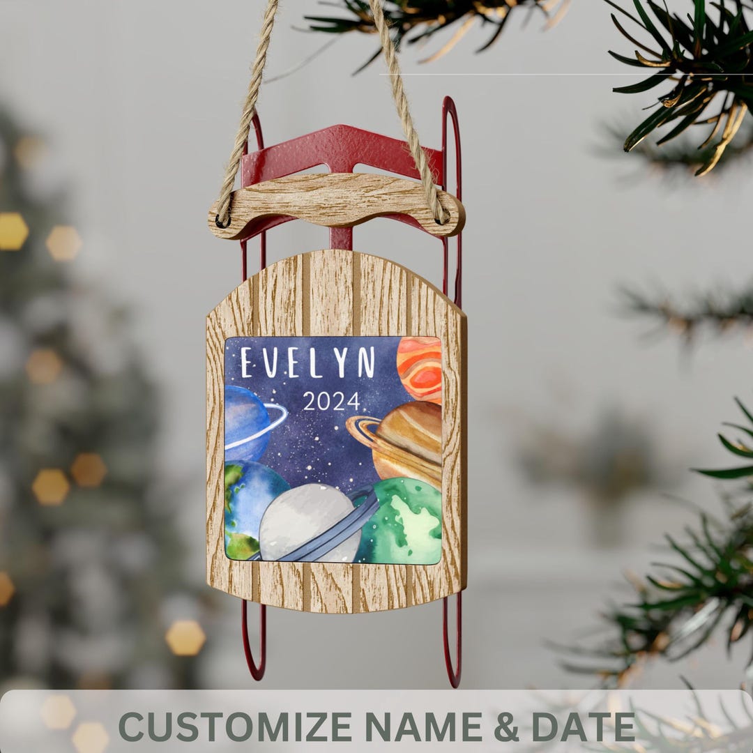 Outer Space Christmas Ornament Name and Date Holiday Tree Decor for ...