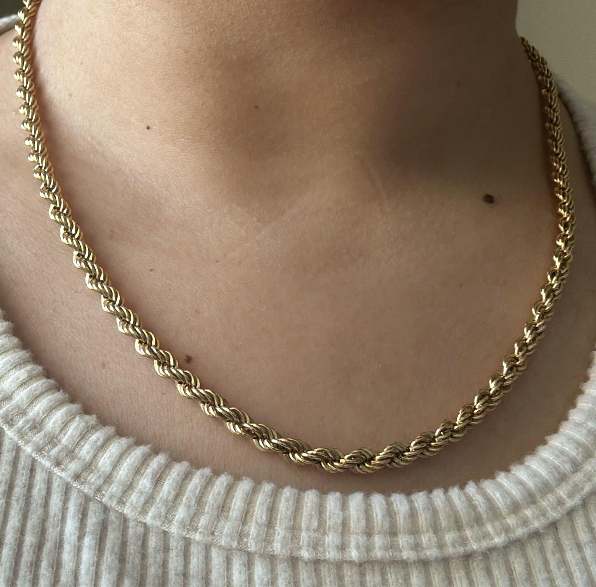Solid 18K Gold Rope Chain 18K Solid Gold Rope Necklace - Etsy