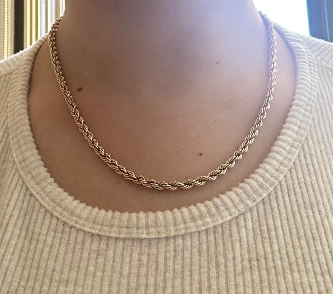 Solid 18K Gold Rope Chain 18K Solid Gold Rope Necklace - Etsy