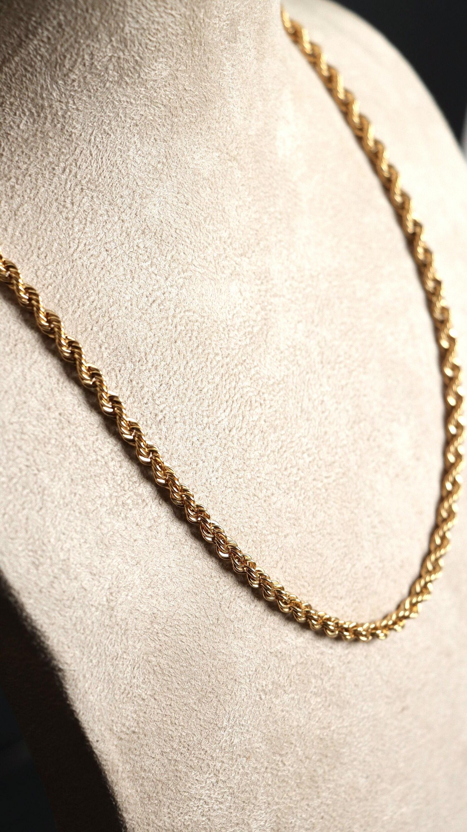 18k Necklace Solid Gold, 18k Rope Chain, Women's Gold Jewelry, Ladies ...