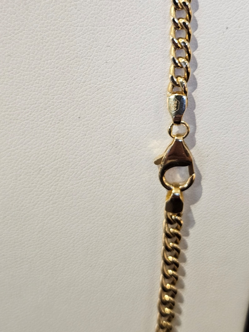 18k Solid Gold Cuban Link Chain Necklace, Curb Necklace Chain 18kt Real ...