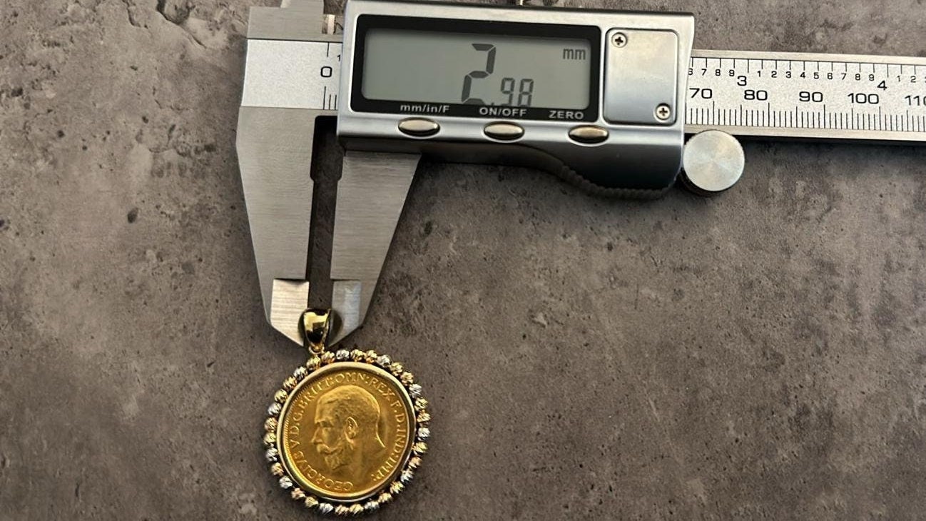 21k Solid Gold Coin, 18k Solid Gold Pendant Bead With 21kt Cold Coin ...