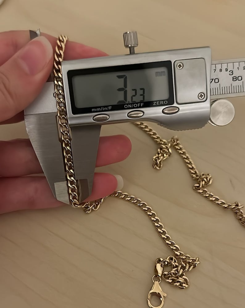 18k Solid Gold Cuban Link Chain Necklace, Curb Necklace Chain 18kt Real ...