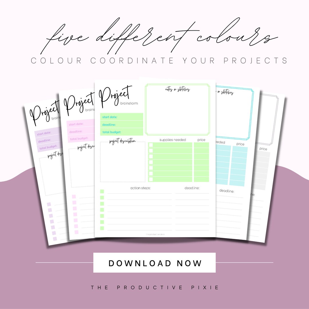 Project Brainstorm Template, Printable Planner, Project Planner ...