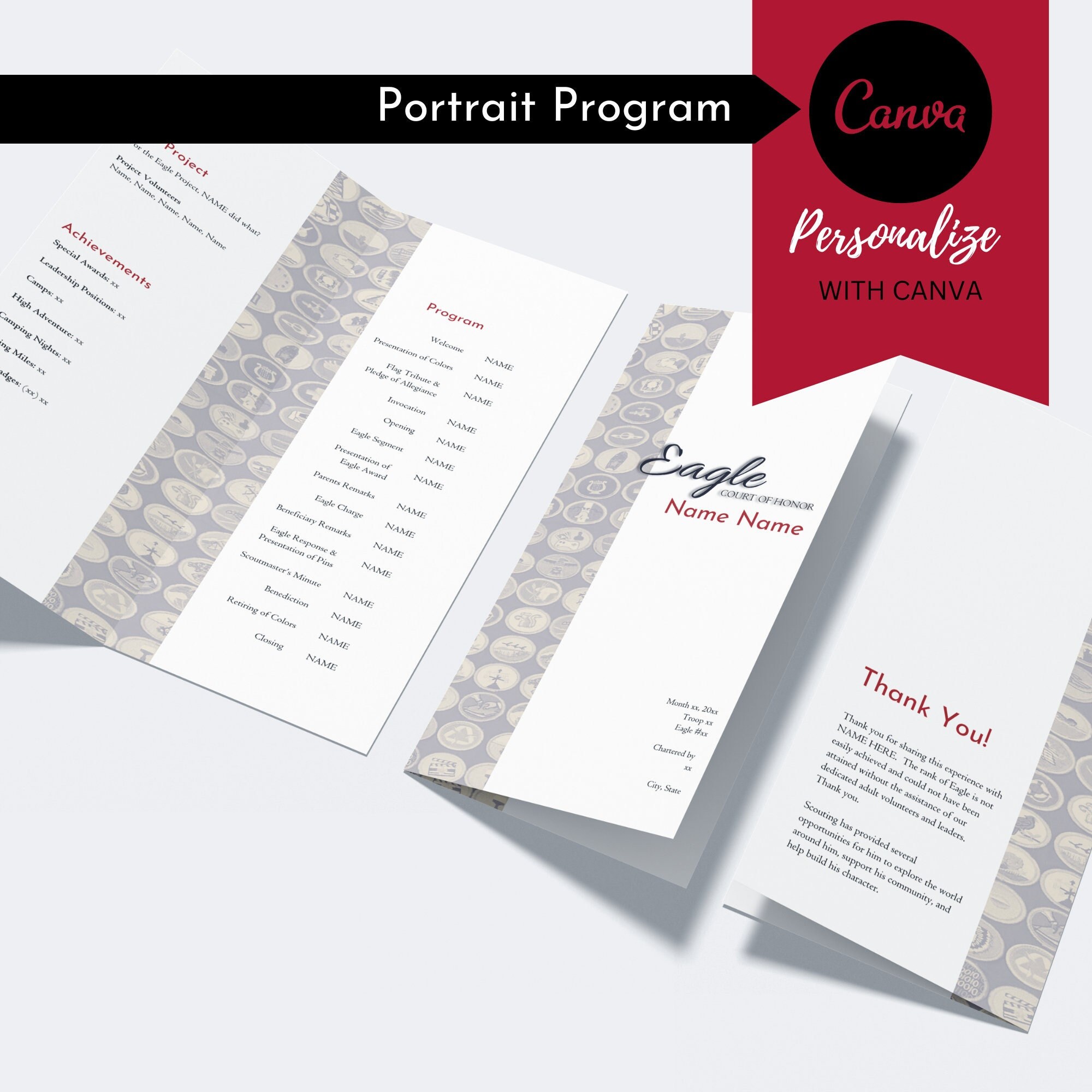 Eagle Court of Honor Program US Letter, Portrait - Digital Download ...