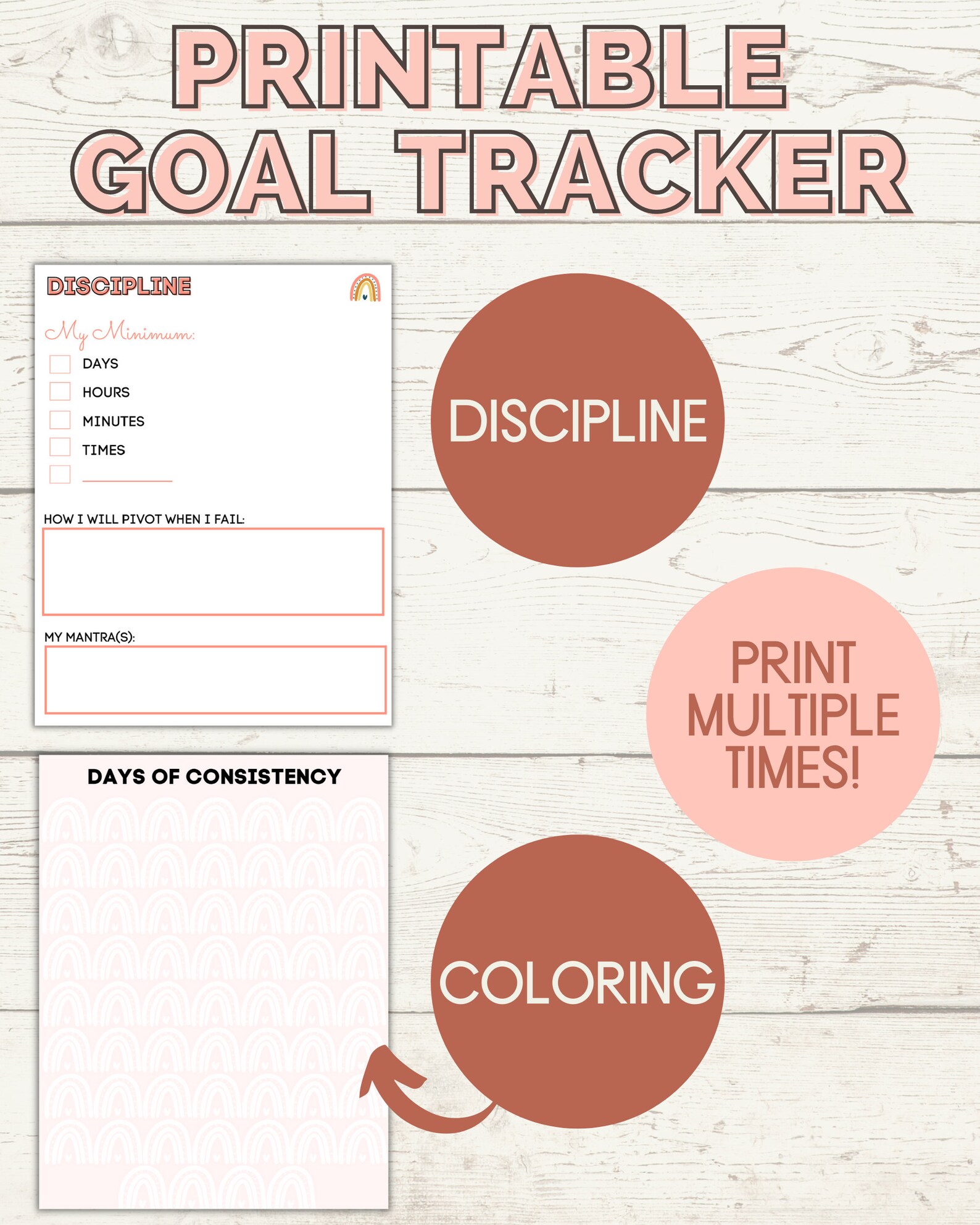 Goal Tracker / Fitness Tracker / Habit Tracker Printable Coloring Sheet ...