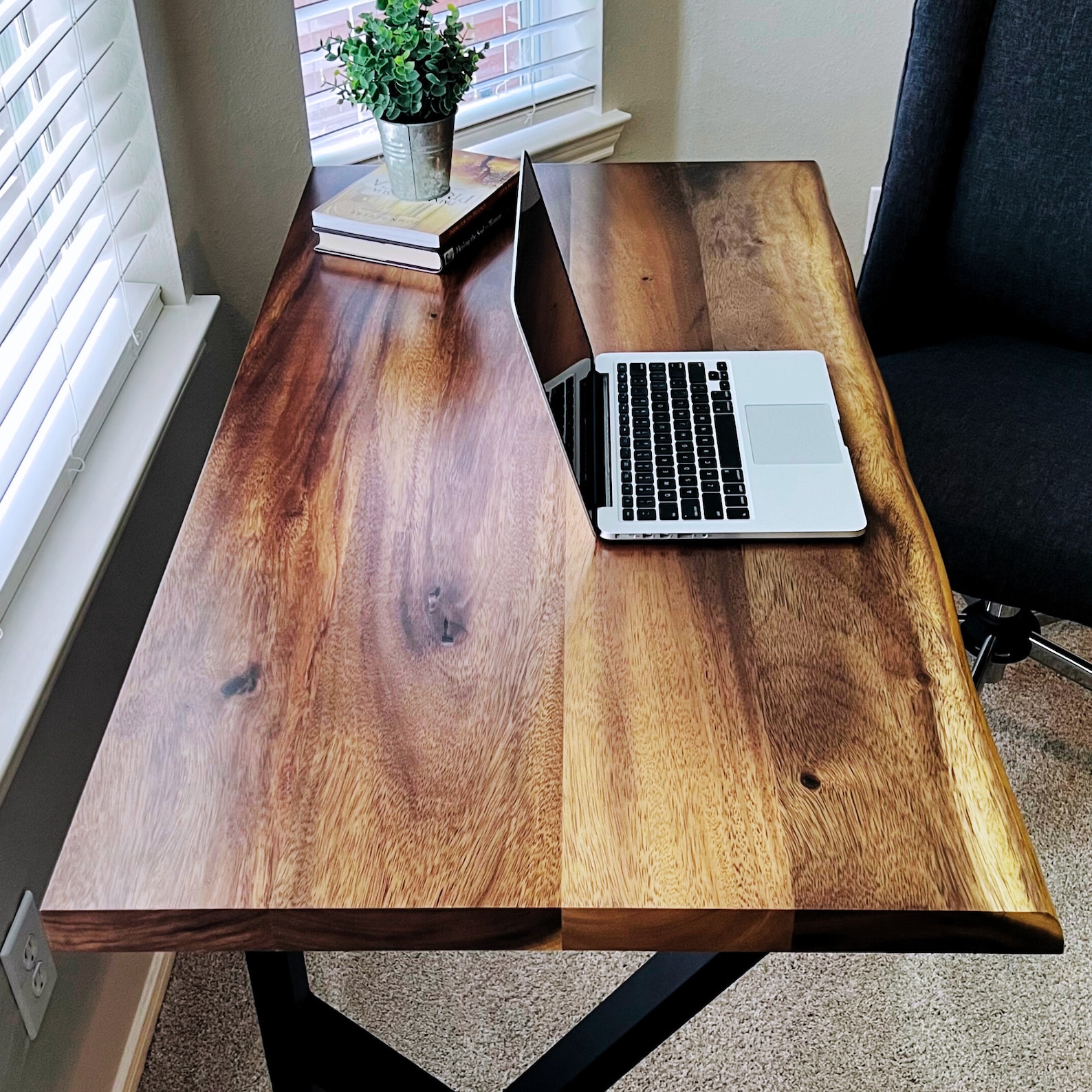 Desk, Computer Desk, Wood Desk, Writing Desk, Walnut Desk, Live Edge ...