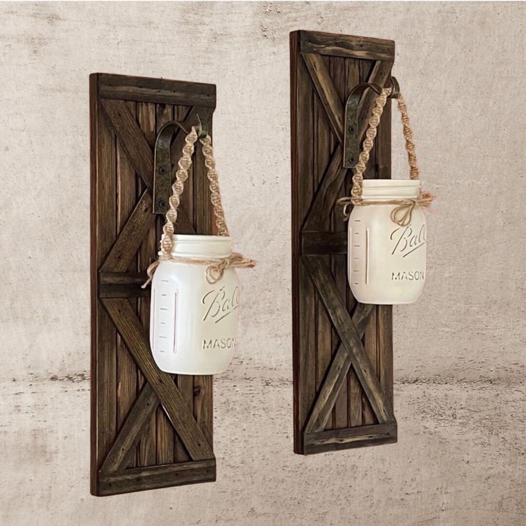 Wall Sconces, Farmhouse Wall Decor, Set of Two Wall Sconce, Rustic Home ...