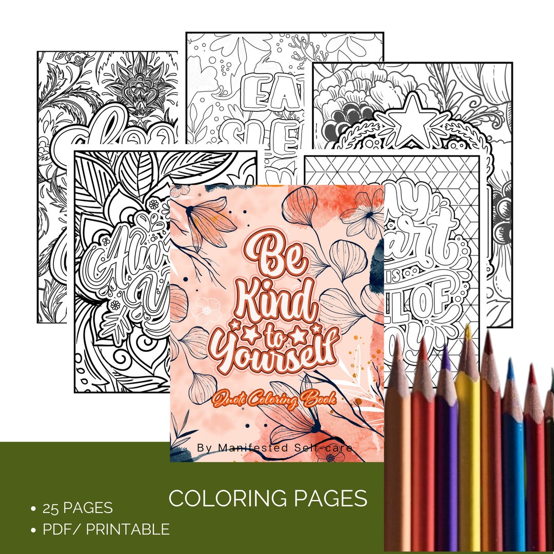 Be Kind to Yourself Coloring Book Coloring Book Adult Coloring Book ...