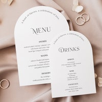 Arch Shaped Menu Cards, Printed Arched Wedding Menus, Rounded Menus ...