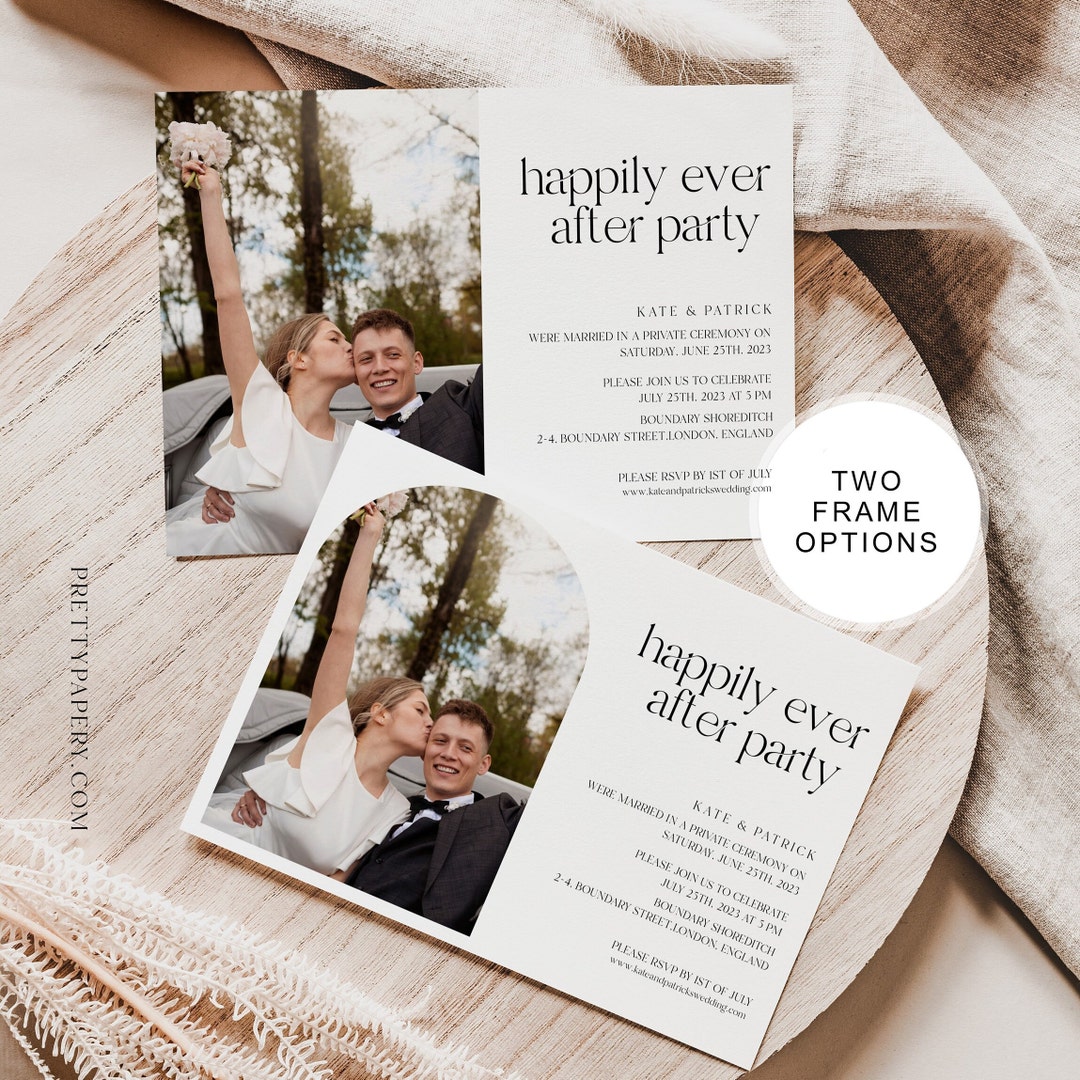 Happily Ever After Party Invite, Photo Reception Party Invitation Canva ...