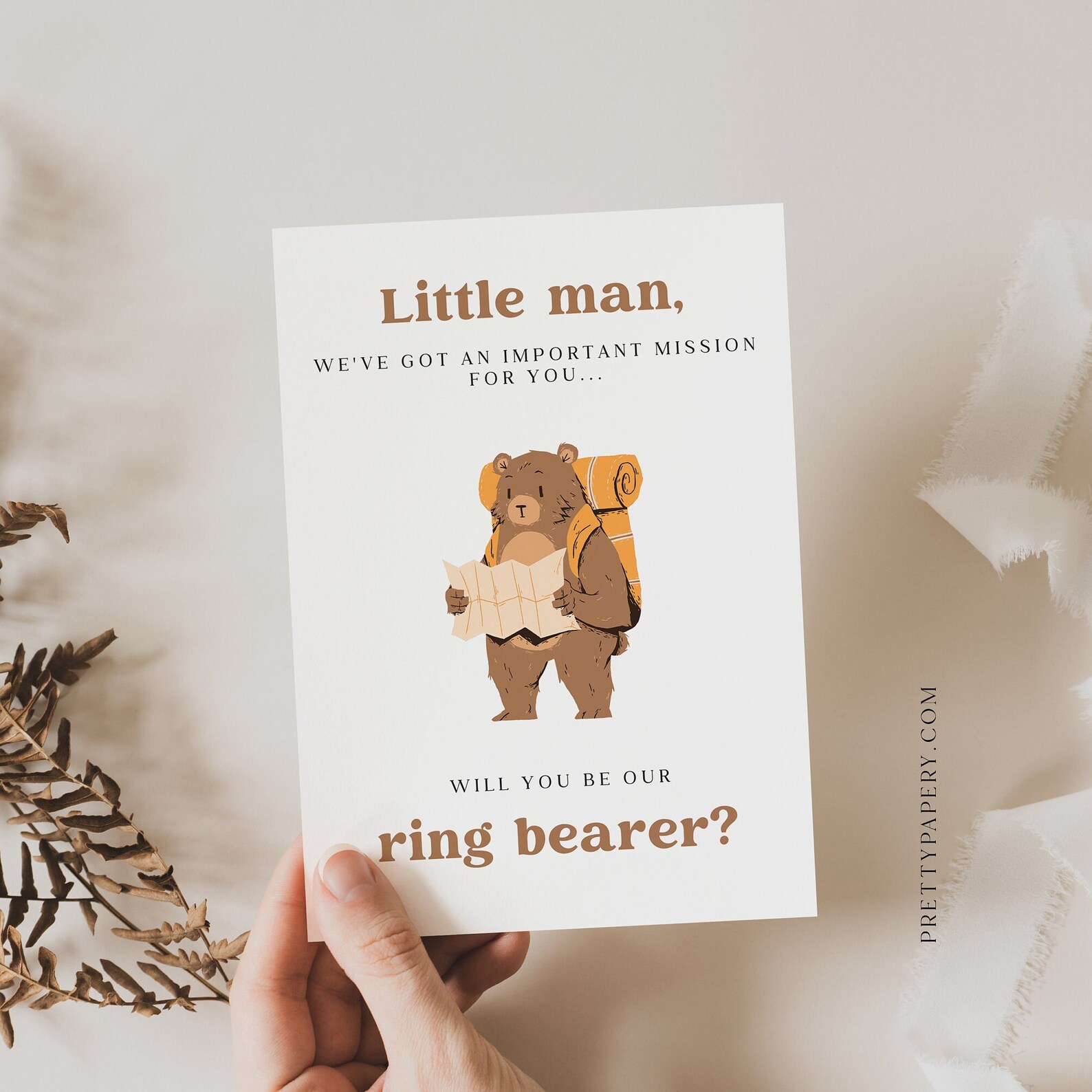 Bear Ring Bearer Proposal Card, Cute Illustration (digital Download) - Etsy