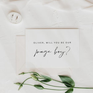 Canva Page Boy Proposal Card Template Will You Be Our Page - Etsy