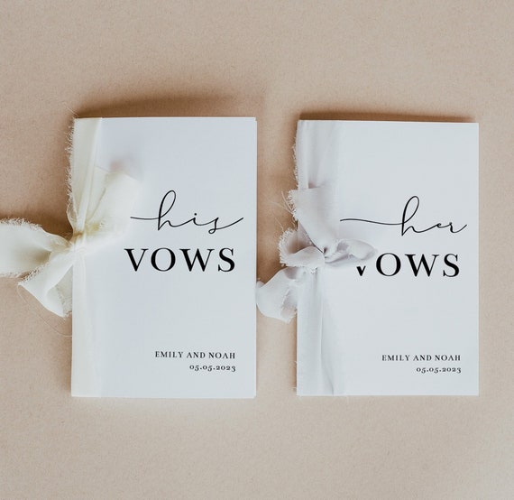 Elegant Wedding Vows Cards Template Set of 2 Minimalist - Etsy
