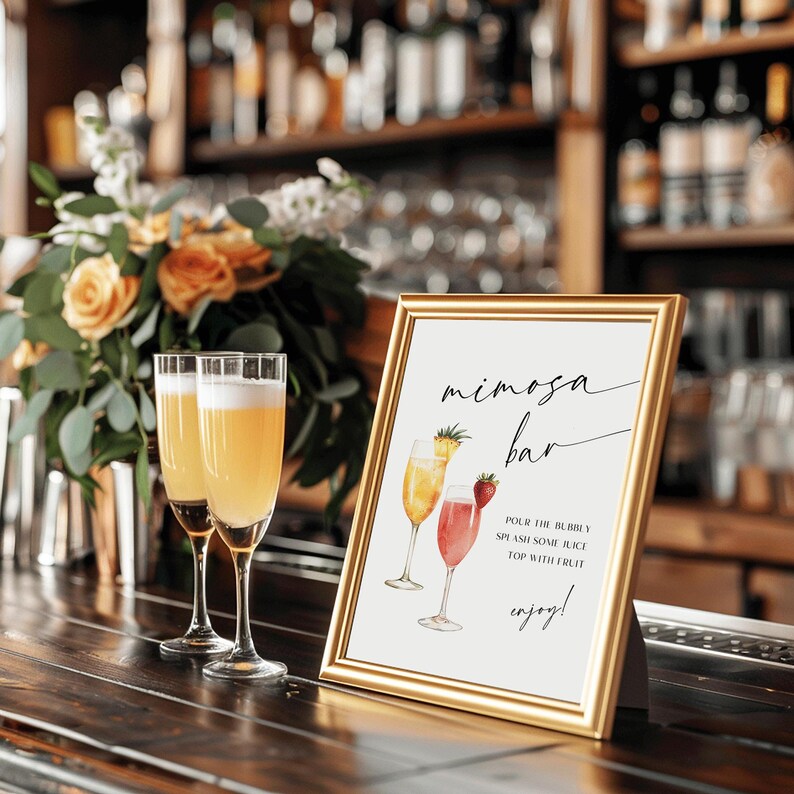 Editable Mimosa Bar Sign Template, Bridal Shower, Canva (instant ...