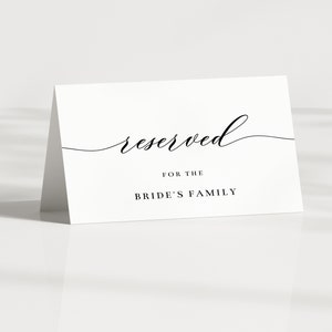 Wedding Reserved Sign Template, Tented Reserved Sign Wedding ...