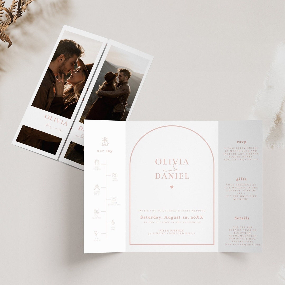 Arch Gatefold Wedding Invitation Template, Photo Gatefold Gatefold ...