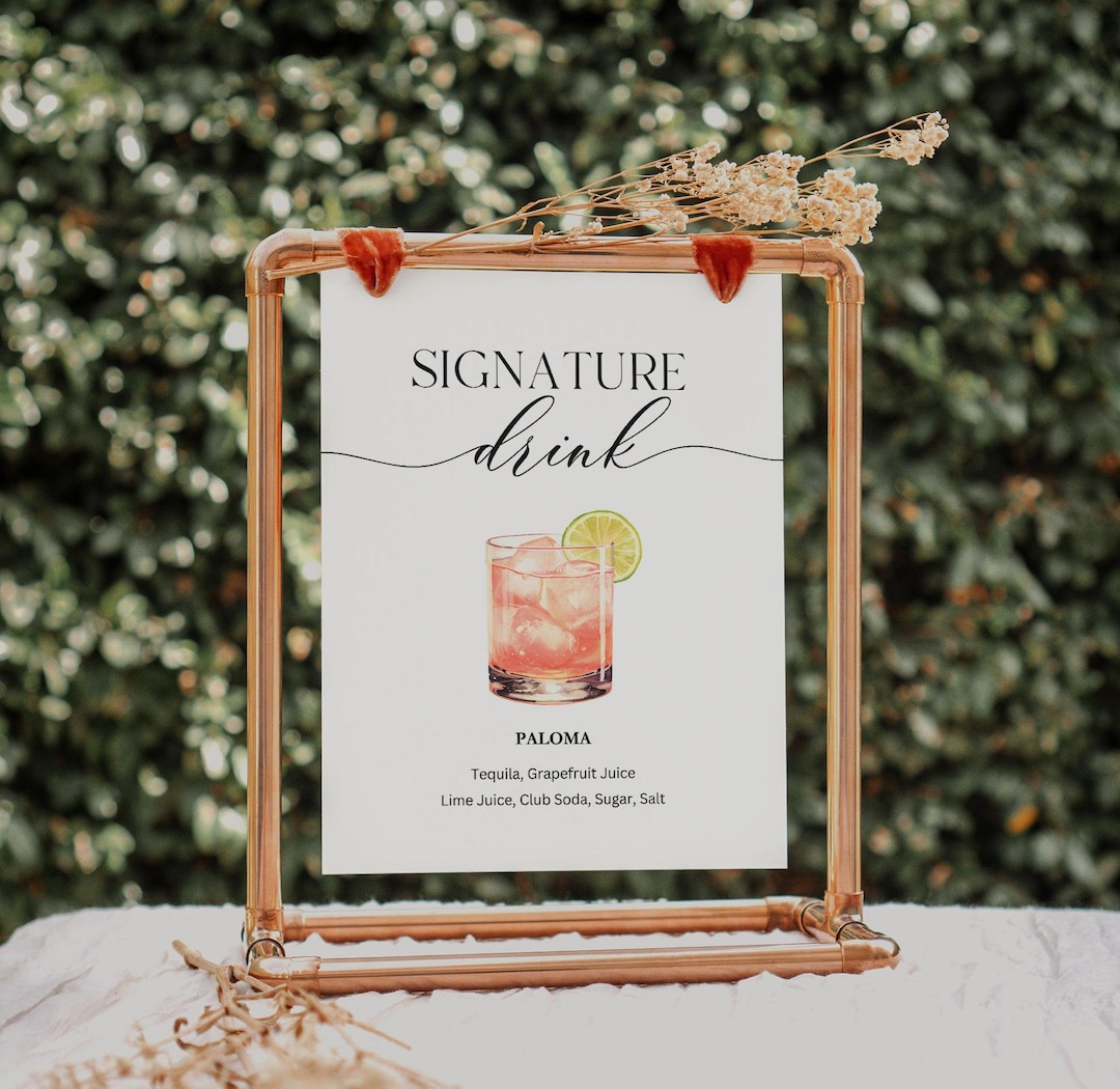 Paloma Signature Drink Sign Template, Editable Cocktail Sign (instant ...
