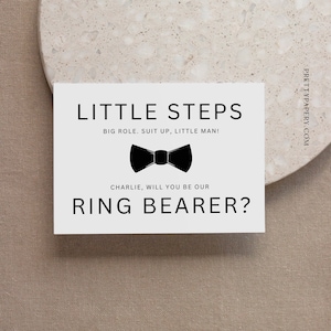 Cute Ring Bearer Proposal Card Template, Canva Template, Little Steps ...