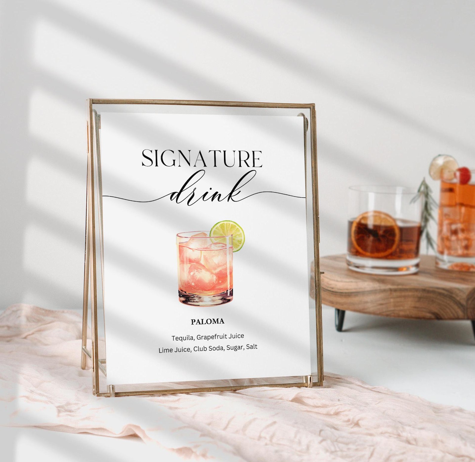 Paloma Signature Drink Sign Template, Editable Cocktail Sign (instant ...