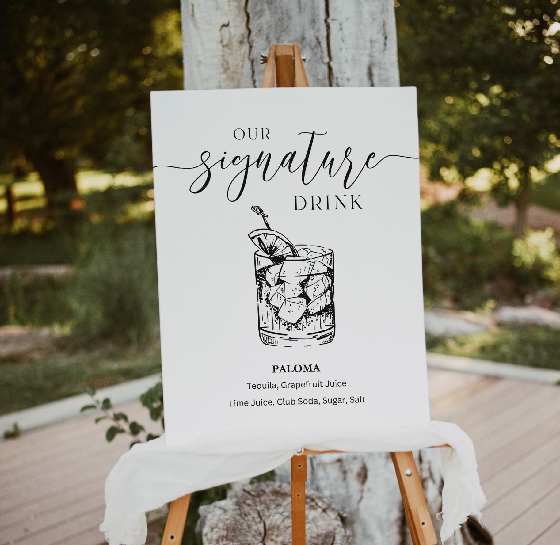 Hand Drawn Paloma Signature Drink Sign: Editable Canva Template ...
