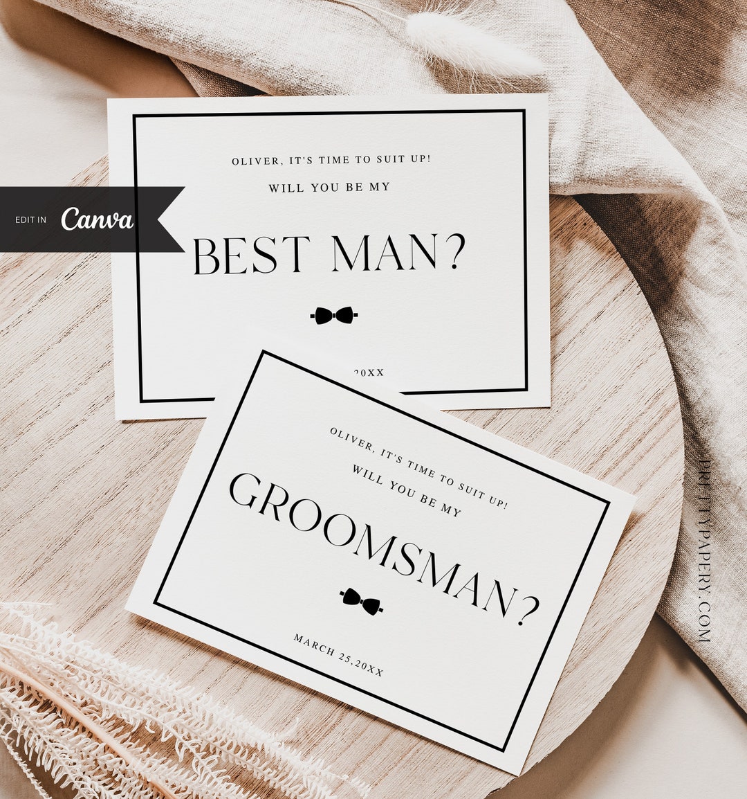 Canva Groomsmen Proposal Card Template, Modern Classic Design (instant ...