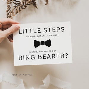 Cute Ring Bearer Proposal Card Template, Canva Template, Little Steps ...