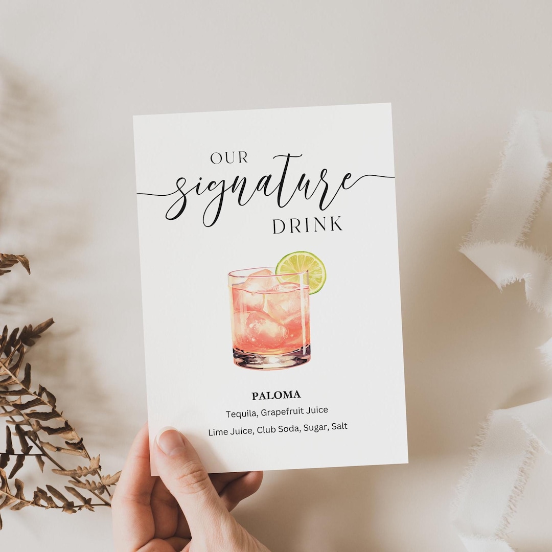 Paloma Signature Drink Sign Template, Editable Canva Template, Single ...