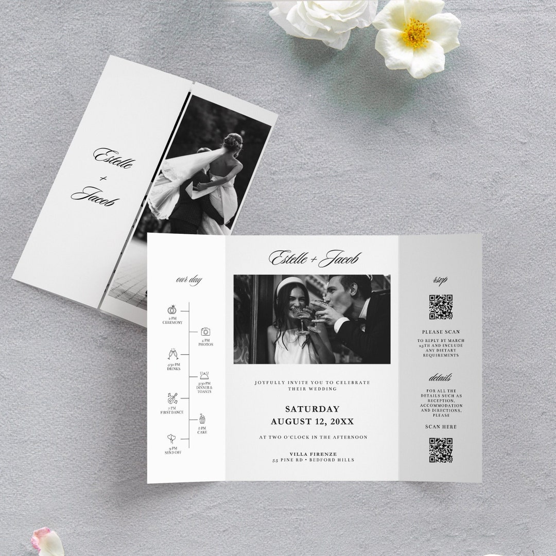 Modern Wedding Trifold Photo Invitation Template, Photo Gatefold Invite ...